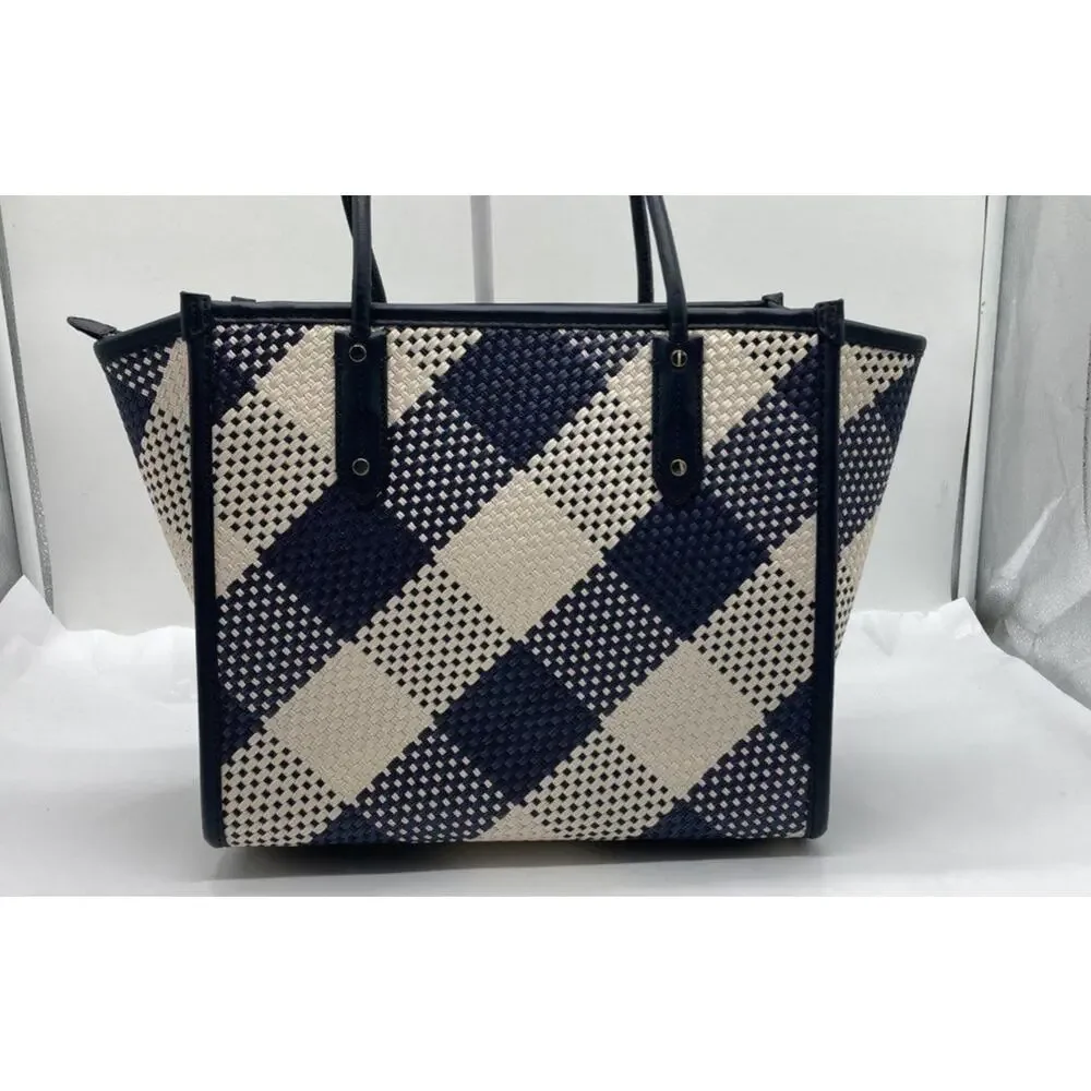 kate spade | Bags | Kate Spade Ella Gingham Blazer Blue Oversized Woven ...